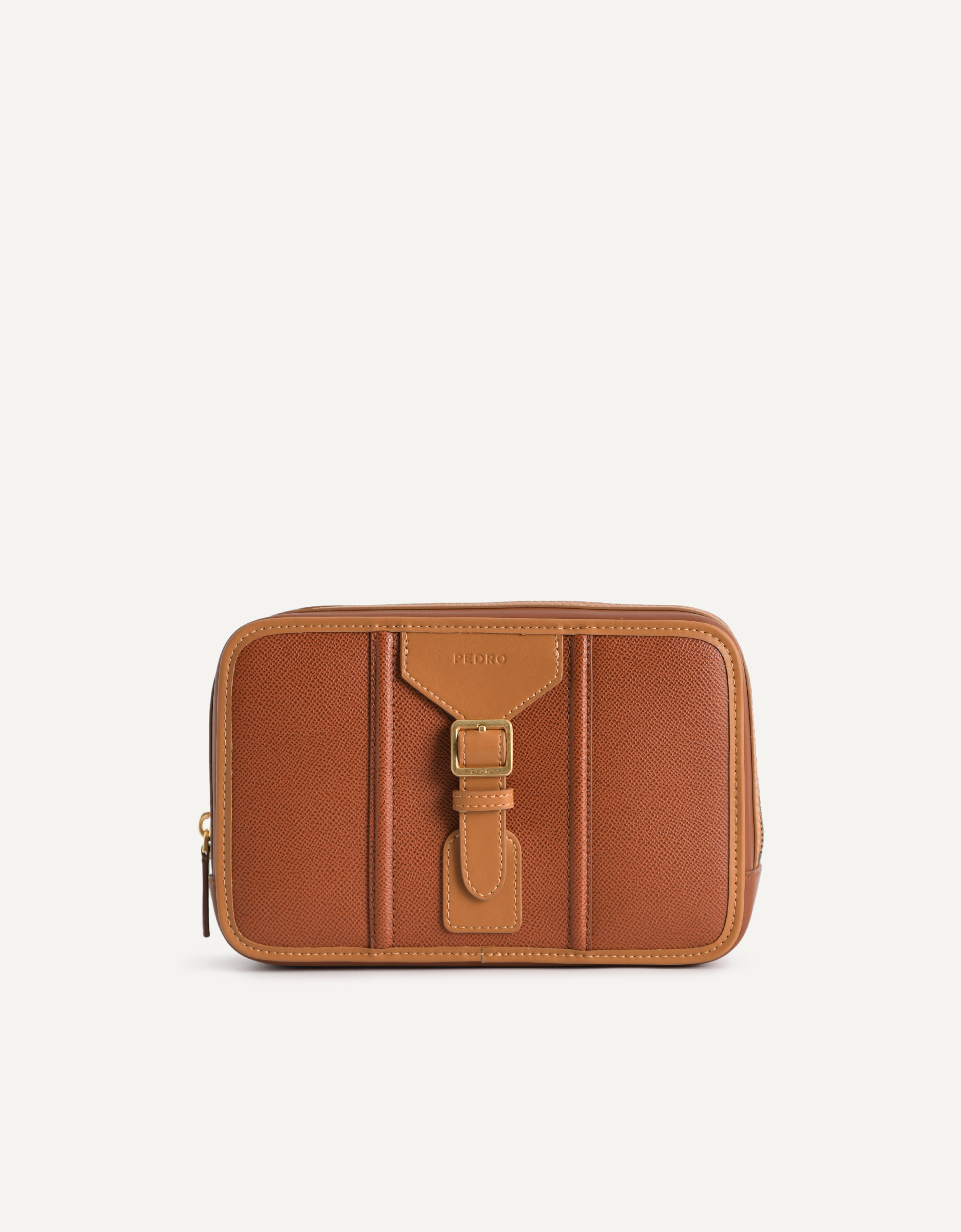Buckled Textured Leather Clutch - PEDRO TH