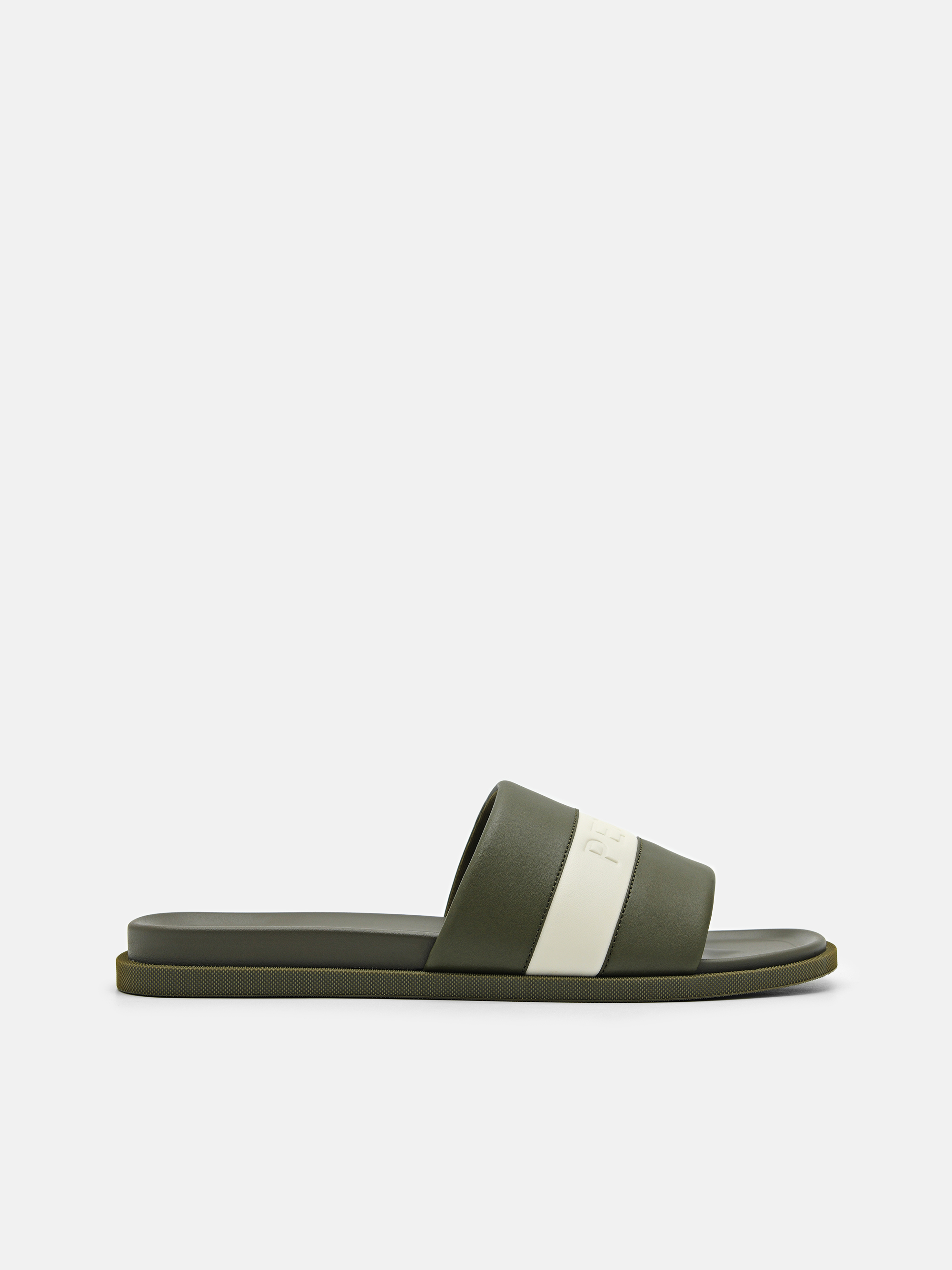 Military Green Banded Slide Sandals - PEDRO International