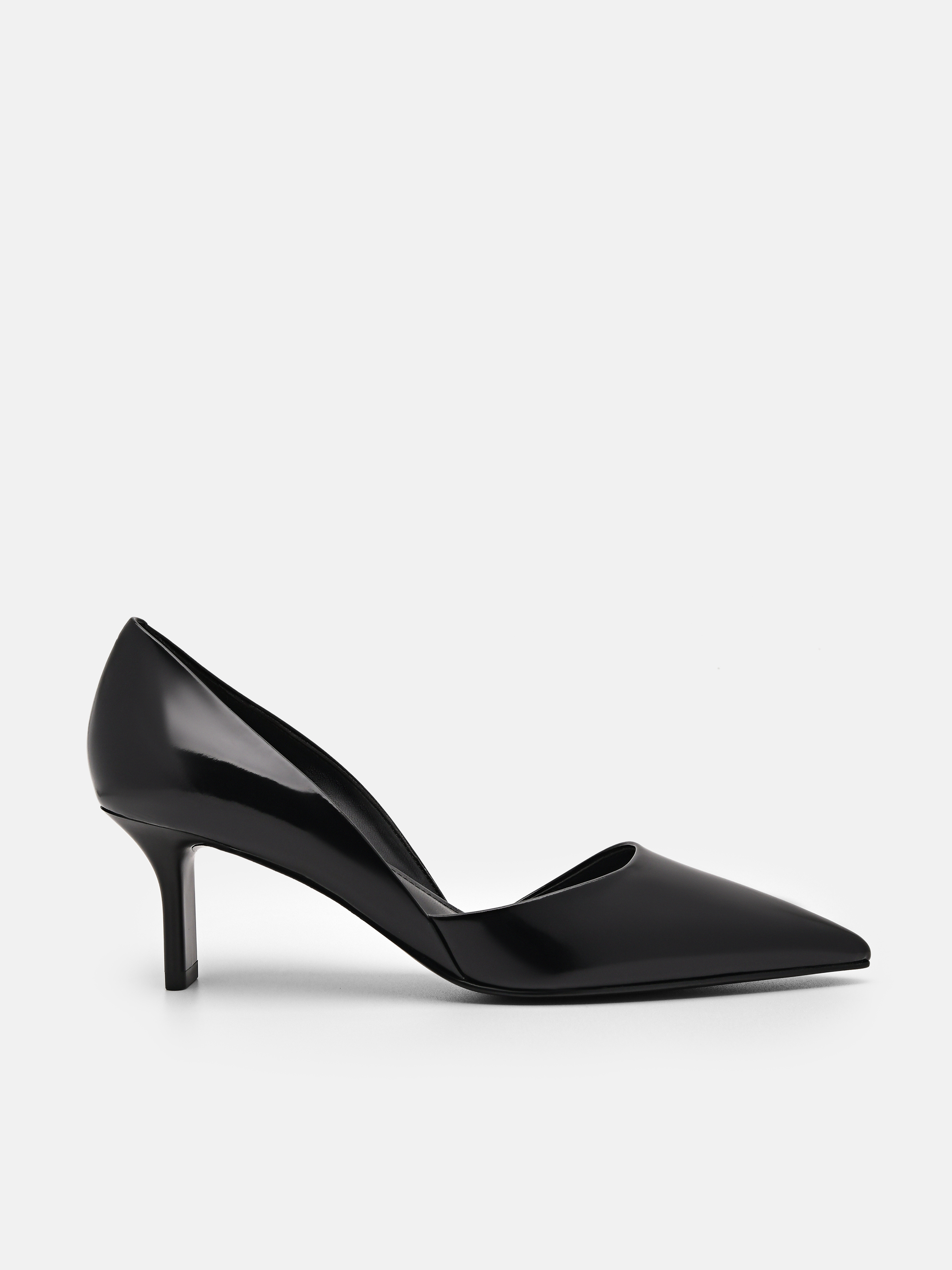 Black Rocco Leather Heel D'Orsay Pumps - PEDRO EU