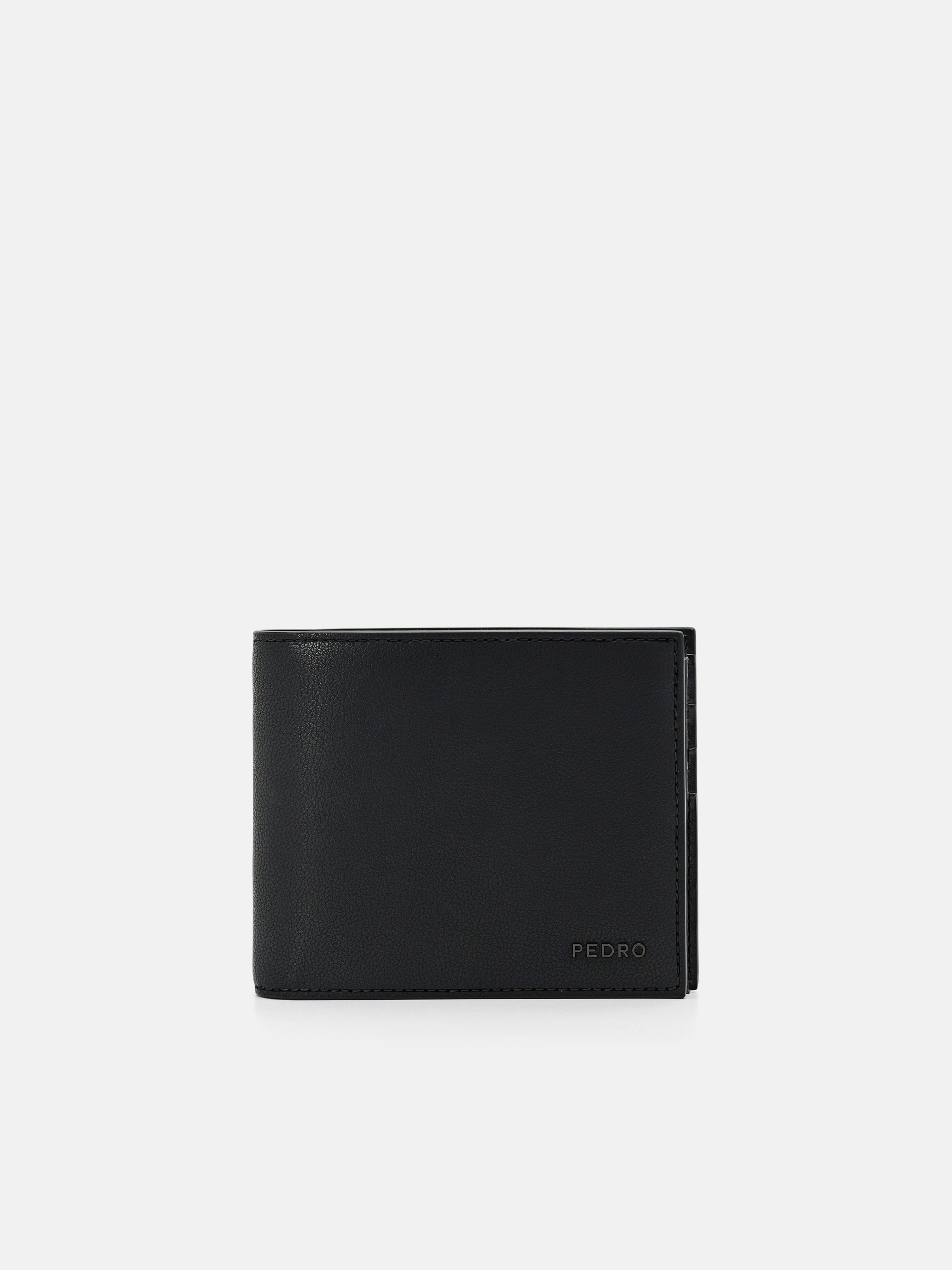 Black Leather Bi-Fold Flip Wallet - PEDRO International