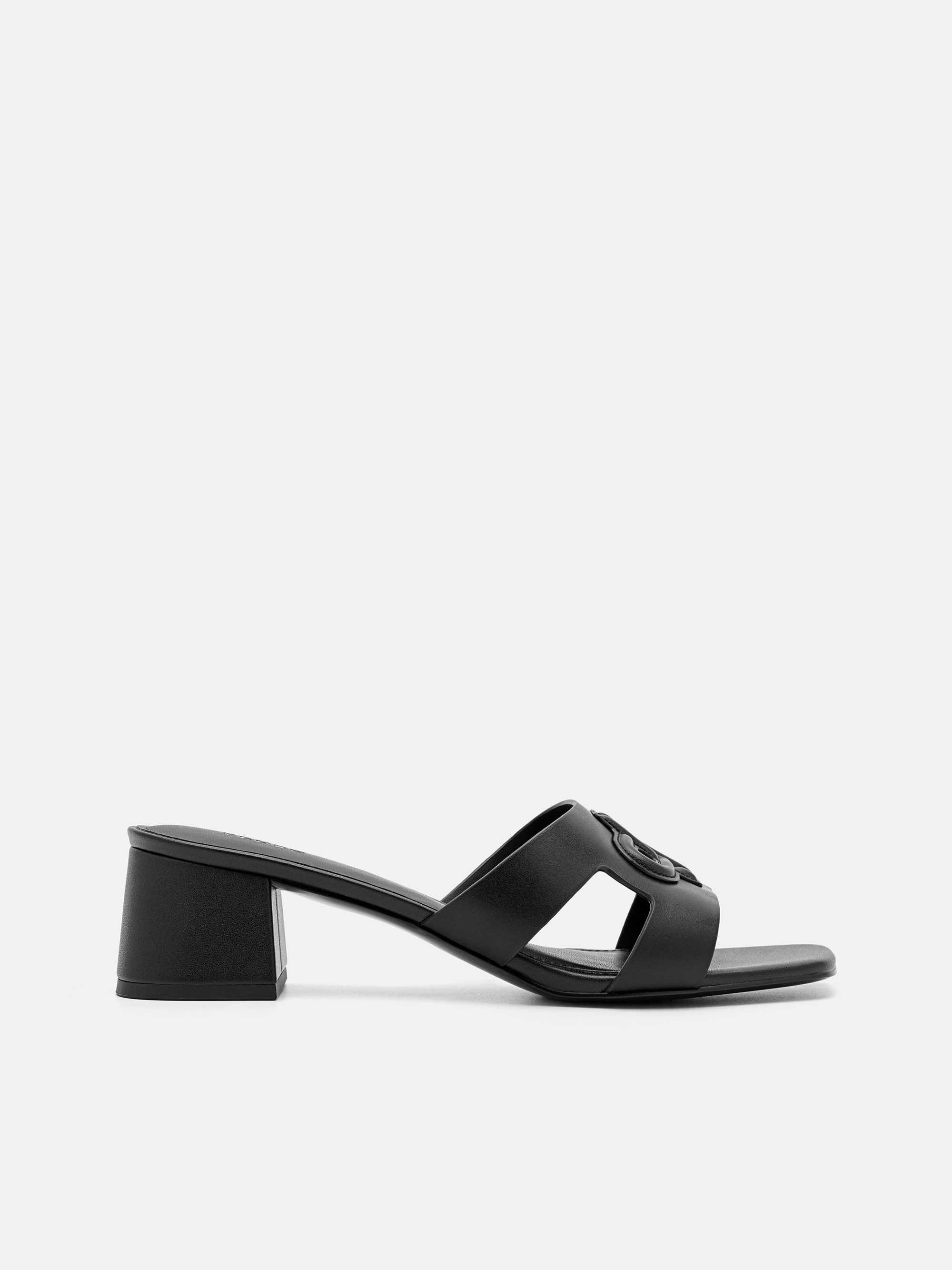 Black PEDRO Icon Leather Heel Sandals - PEDRO International