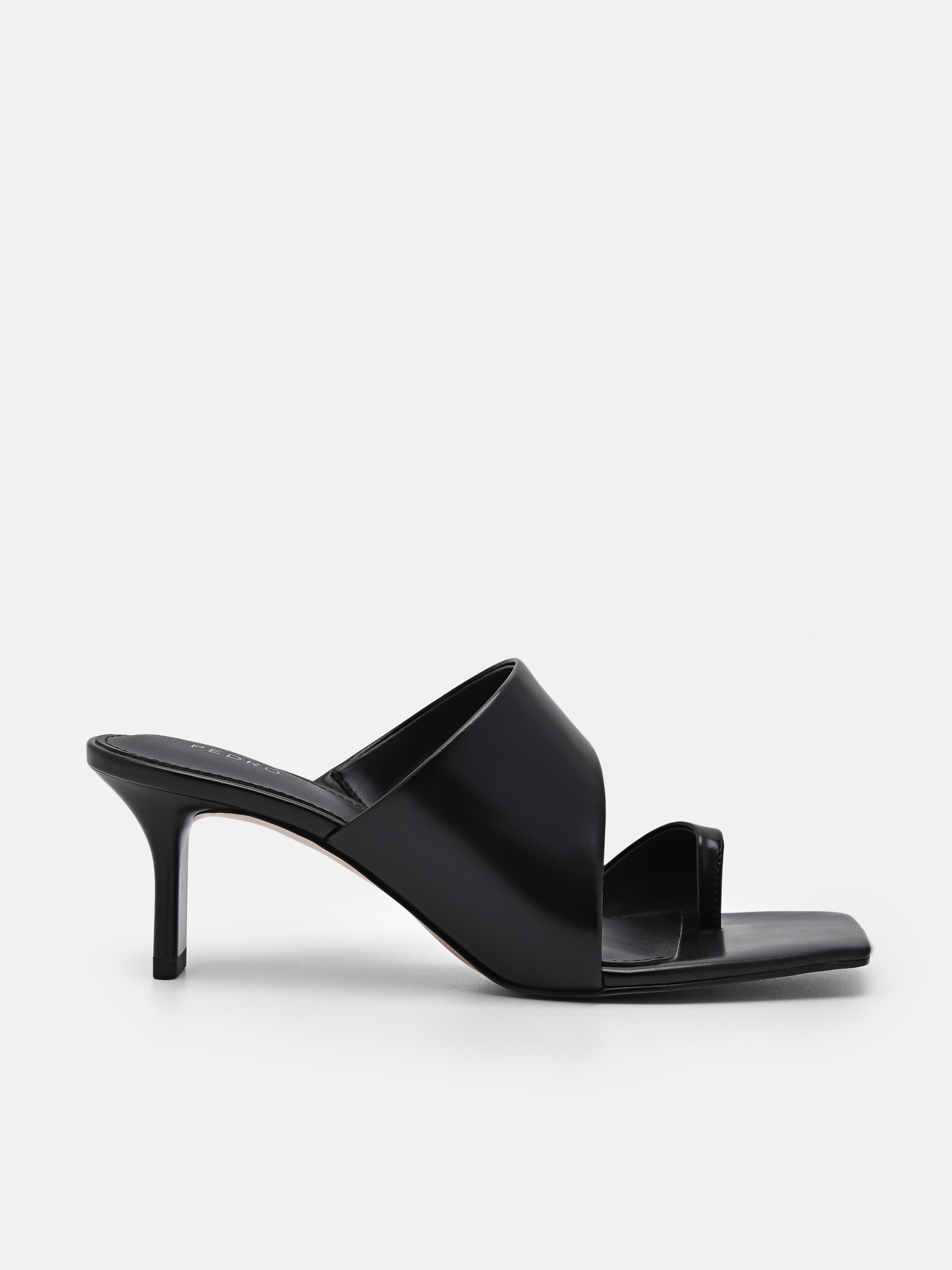 Black Rocco Leather Heel Sandals - PEDRO US