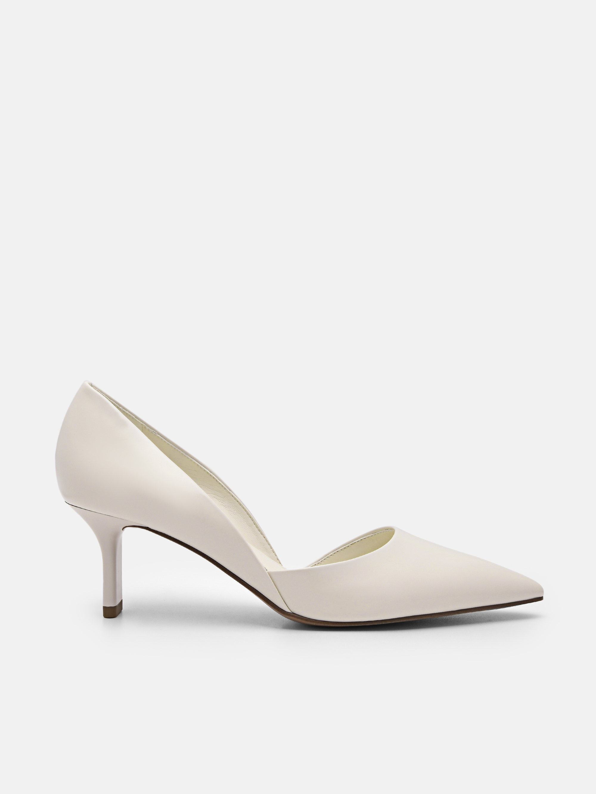 Chalk Rocco Leather Heel D'Orsay Pumps - PEDRO PH