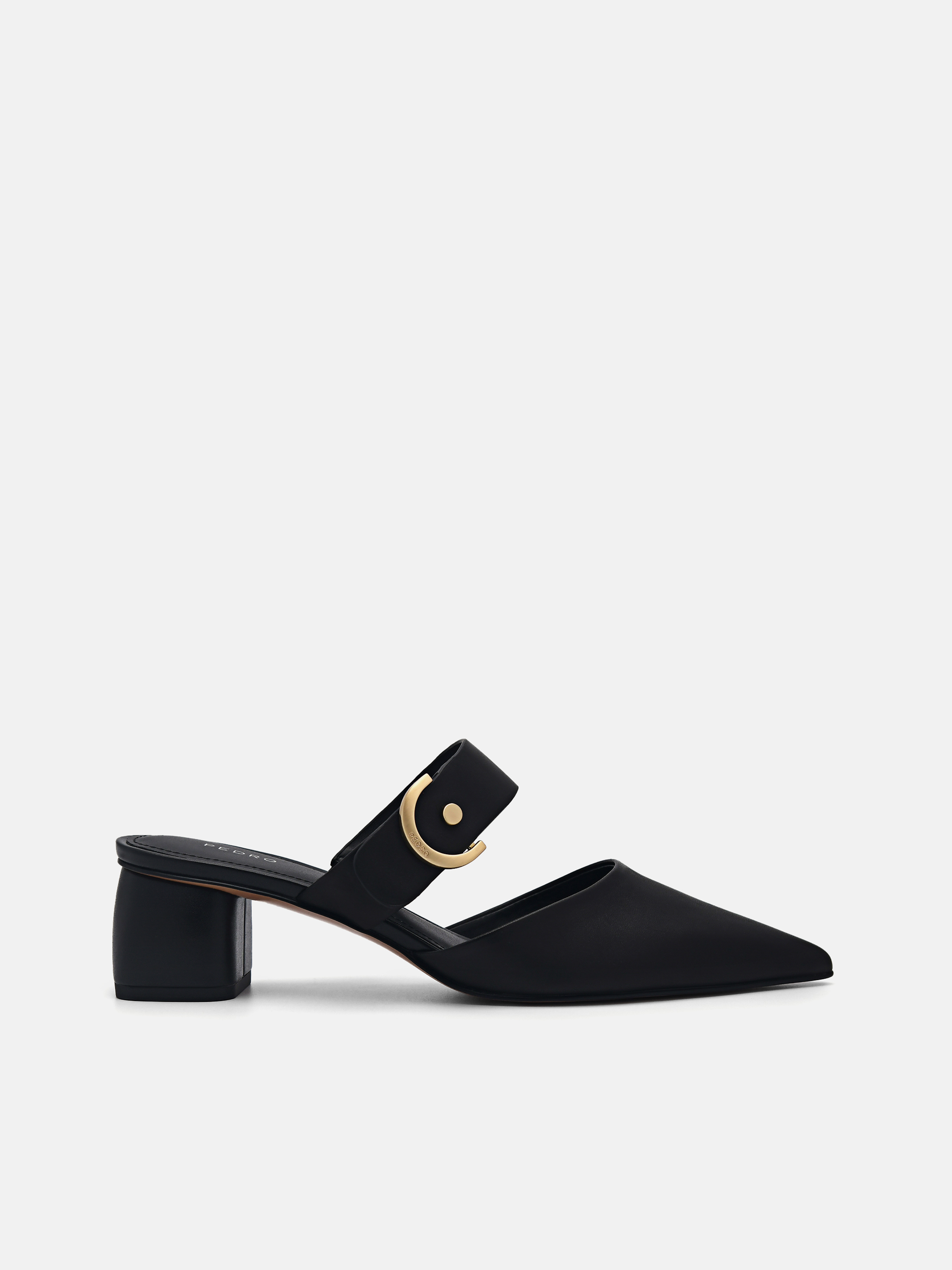 Black Yasmin Leather Heel Mules - PEDRO US