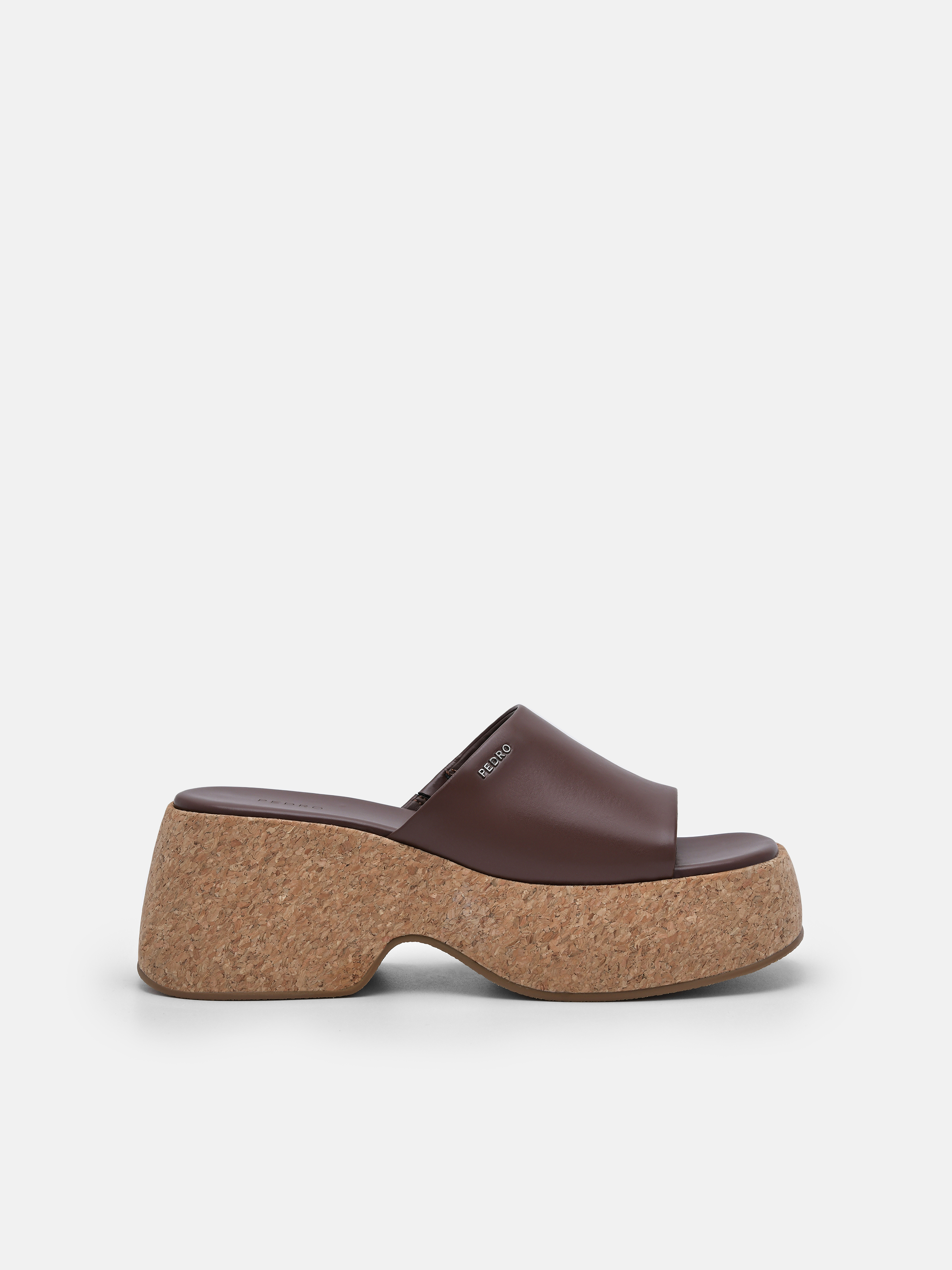Dark Brown Elsa Wedge Slides - PEDRO AU
