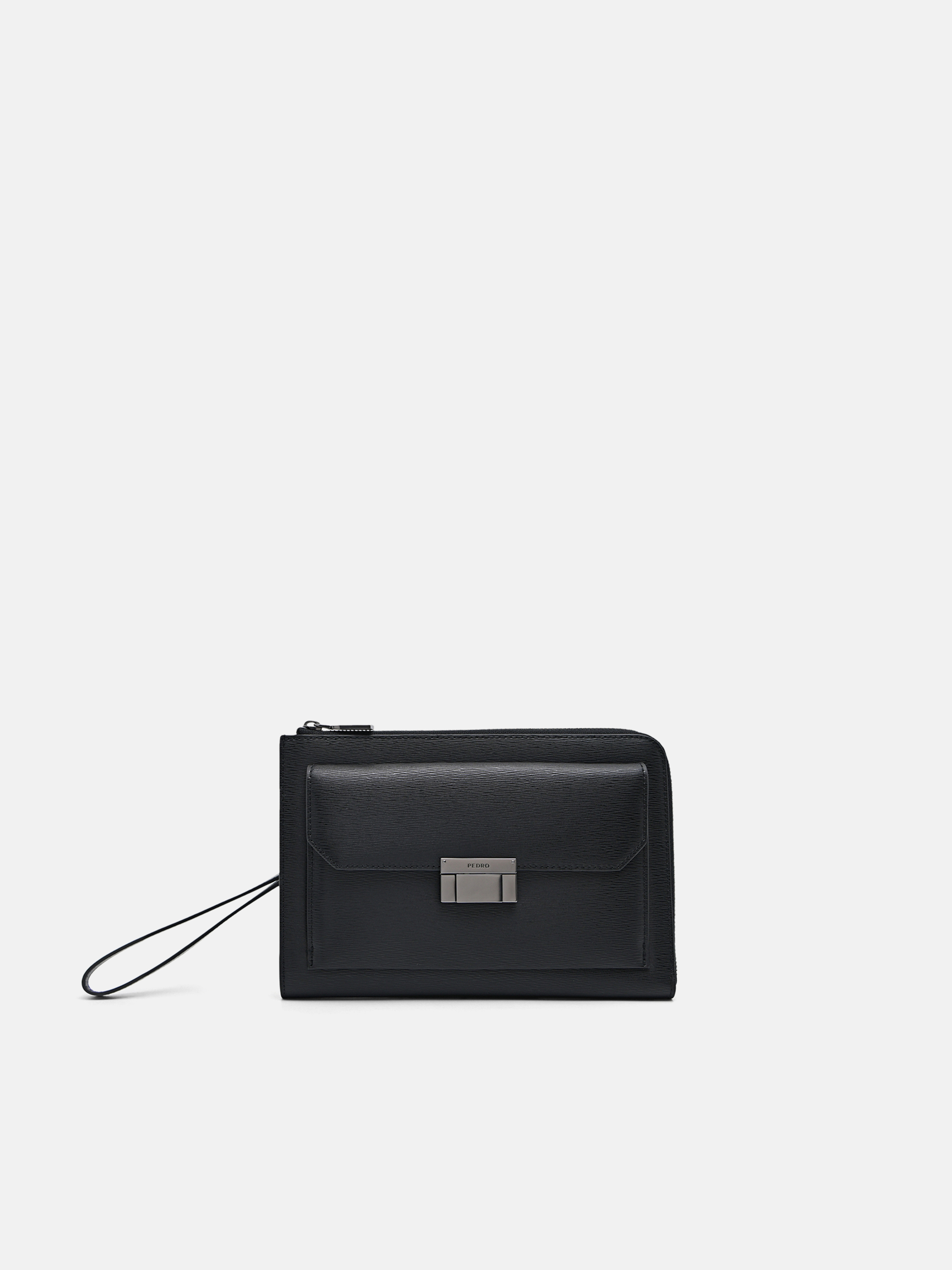 Black Henry Leather Clutch Bag - PEDRO SG