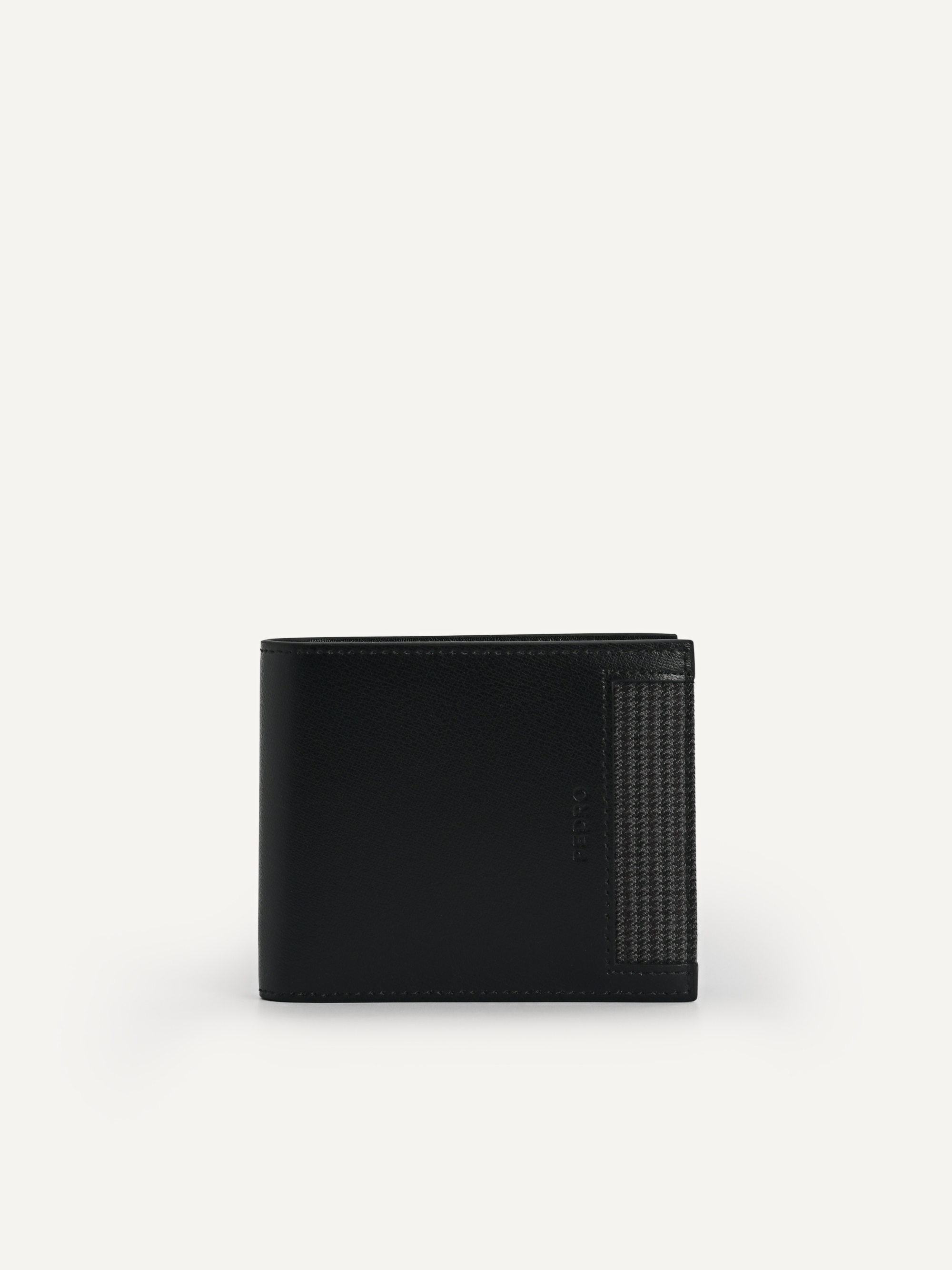 Black Houndstooth Leather Wallet with Coin Pouch - PEDRO TH