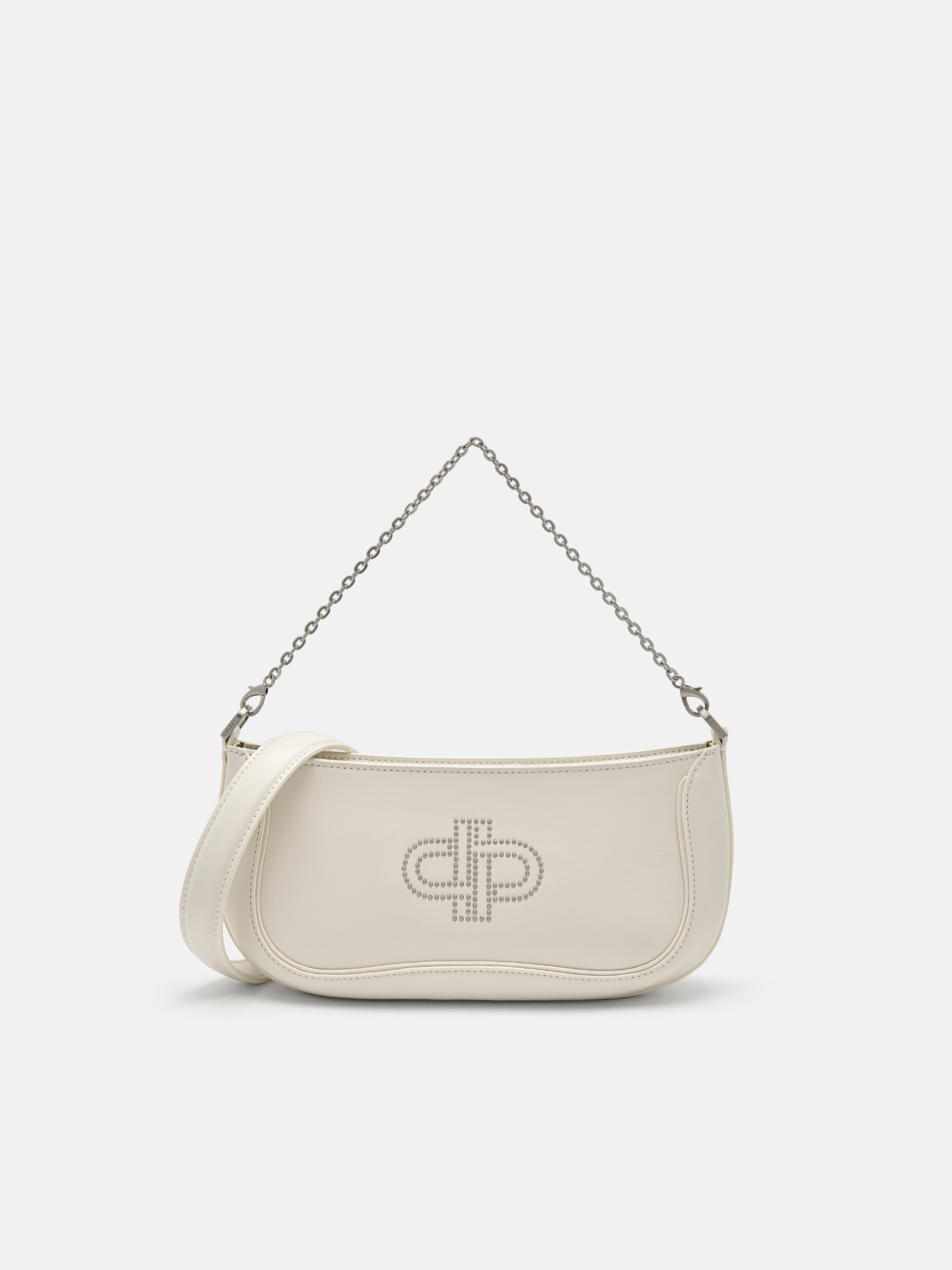 Chalk PEDRO Icon Oiled Leather Studded Shoulder Bag | PEDRO UK